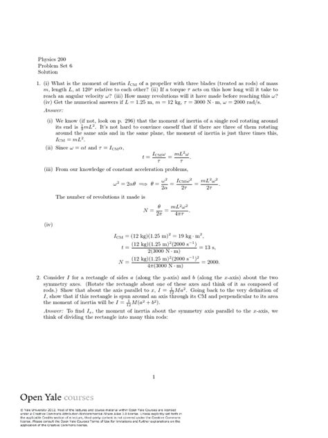 Rotational Problem Pdf Angular Momentum Torque