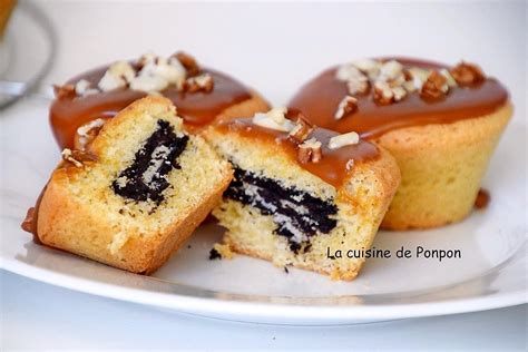 Recette de Muffin nappé de caramel et son coeur en oréo