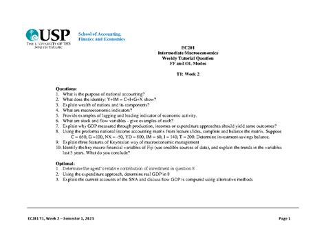 ec201 tutorial 2 week 2 ec intermediate macroeconomics weekly