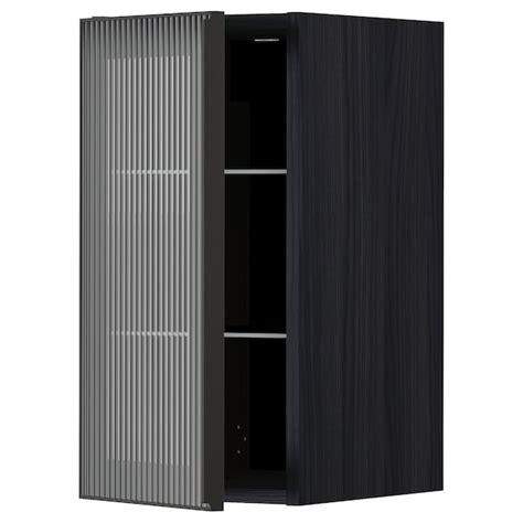 Metod Wall Cabinet W Shelvesglass Door Blackhejsta Anthracite Reeded