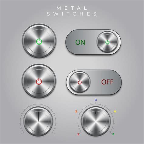 Juego De Interruptores Metalicos Vector Premium