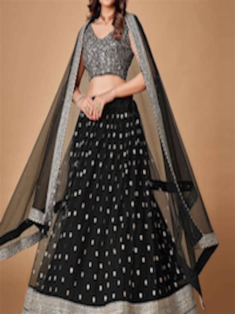 Buy FABPIXEL Embroidered Sequinned Semi Stitched Lehenga Unstitched