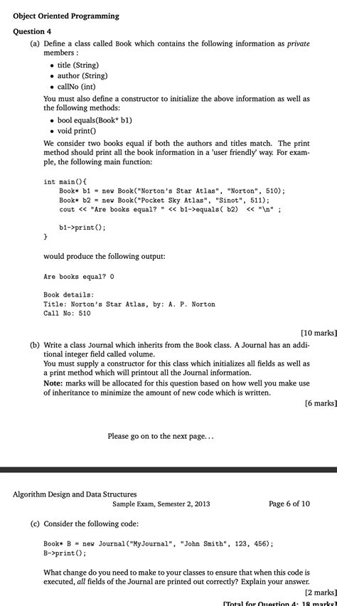 Solved Object Oriented Programming Question 4 A Define A Chegg