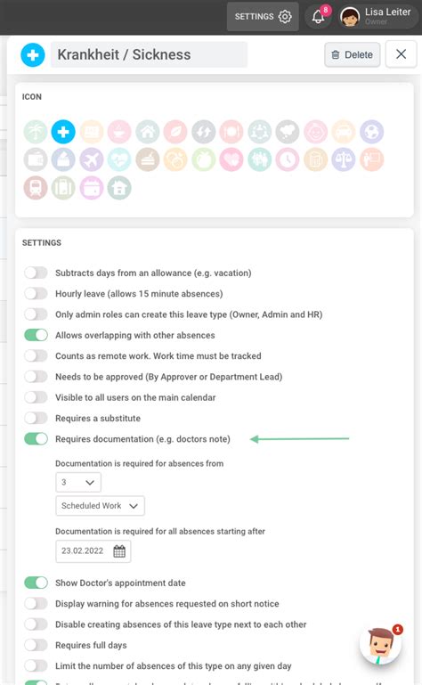 New Feature Activate Documentation Requirement For Sick Days
