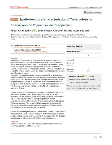 Pdf Spatio Temporal Characteristics Of Tuberculosis In Ghana