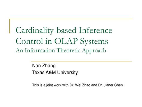 Ppt Cardinality Based Inference Control In Olap Systems An