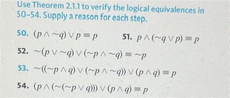 solved use theorem 2 1 1 to verify the logical equivalences