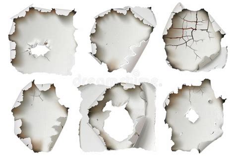 Assorted Burnt Holes In A White Sheet Of Paper Each With Unique Shapes