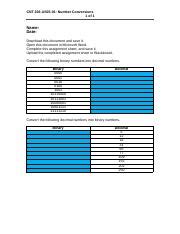 Number Conversions Binary To Decimal Decimal To Binary Course Hero