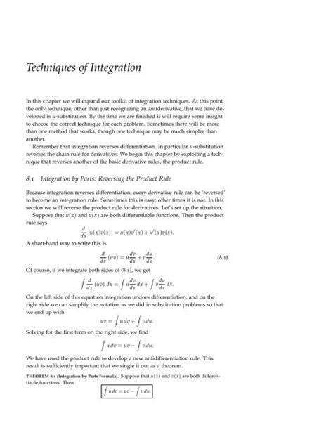 Techniques Of Integration