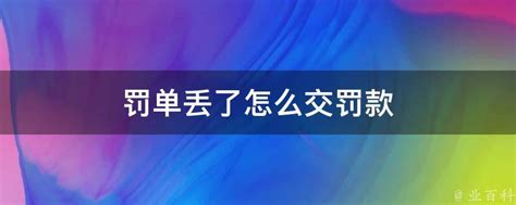 罚单丢了怎么交罚款 业百科
