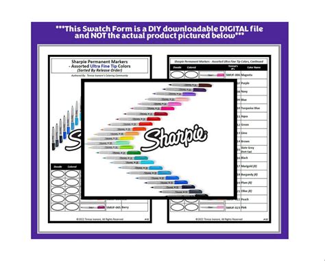 Swatch Form Sharpie Markers Complete Ultra Fine Tip Collection Black White Version Etsy