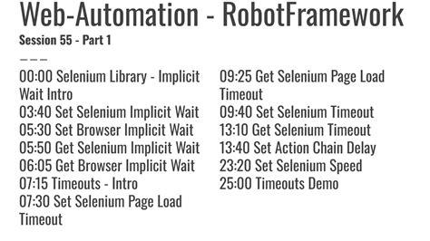 551 Selenium Library Implicit Wait Timeouts Action Chain Delays Demo Youtube