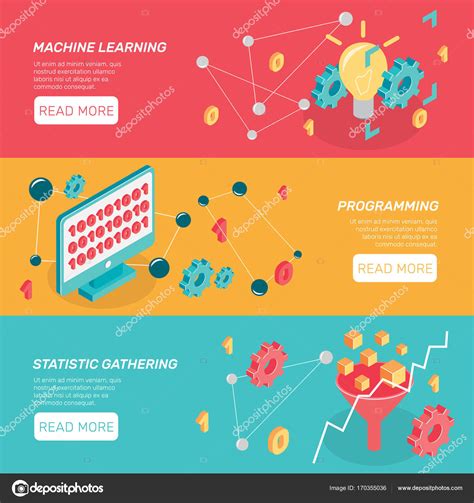 Machine Learning Horizontal Banners Stock Vector By ©macrovector 170355036