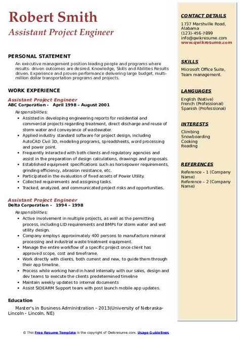 10 Assistant Project Engineer Resume Samples And Templates For 2025