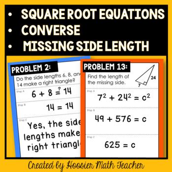 Error Analysis Cards Pythagorean Theorem By Hoosier Math Teacher