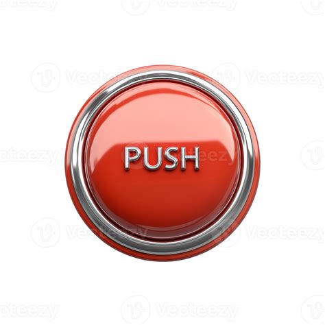 Red Push Button With Silver Metallic Ring 55389810 Png