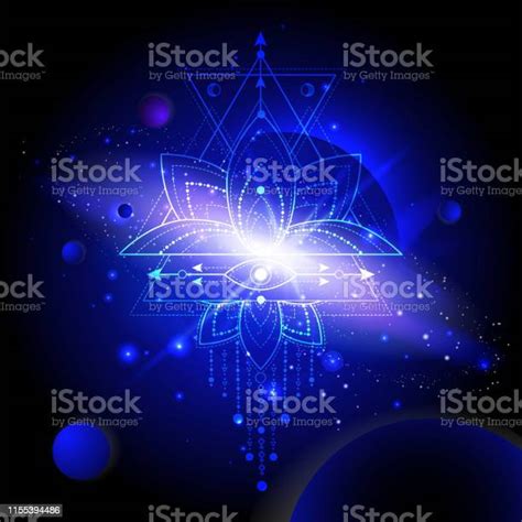 神聖或神秘的標誌的向量例證反對空間背景與行星和星向量圖形及更多space And Astronomy圖片 Space And