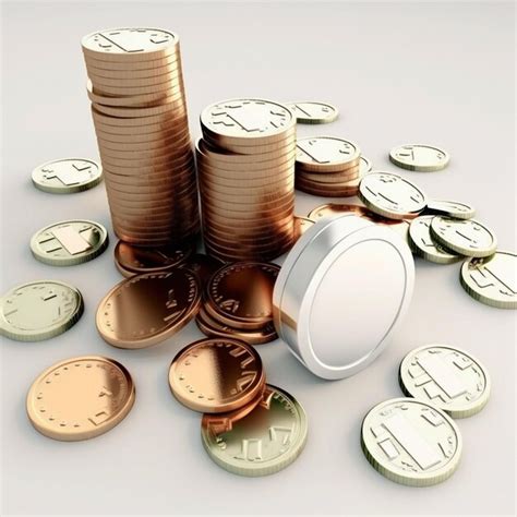 번들 현금 및 부동 동전 주위에 흰색 배경 돈 절약 Cashless 사회 개념 3d 렌더링 그림 프리미엄 사진