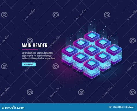 Server Room Data Flow And Bigdata Processing Concept Cloud Storage