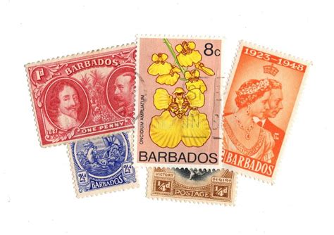 Sellos De Correo Vintage De Barbados Fotografía editorial Imagen de