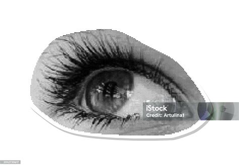 트렌디한 Y2k 복고풍 콜라주를 위한 하프톤 도트 아이 스티커 벡터 질감 여성 룩 업 사람 눈에 대한 스톡 벡터 아트 및 기타 이미지 사람 눈 눈 신체 부분 하프톤