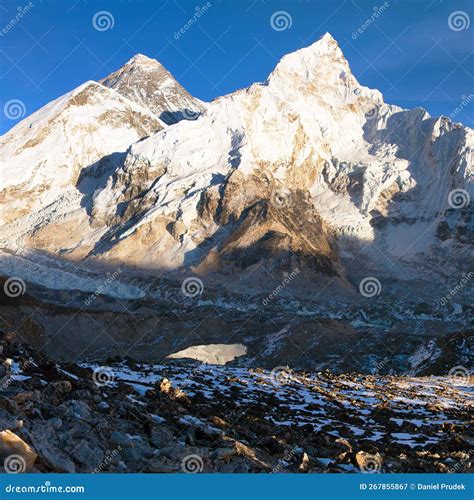 Evening Colored View Of Mount Everest From Kala Patthar Stock Image