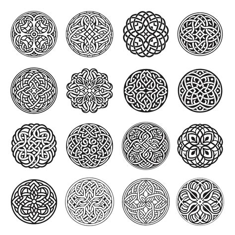 Premium Vector Celtic Ornament Circular Round Mandala Set Tattoo