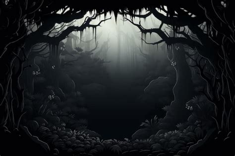 Premium AI Image Black Comic Style Frame Forest Generate Ai