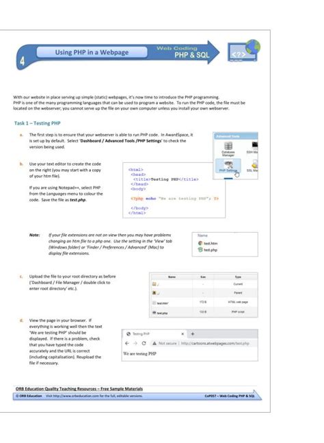 Web Coding Php And Sql Orb Education Australia