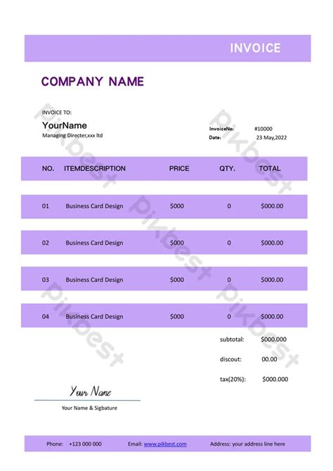 Simple Invoice Template DOCX Word Free Download Pikbest