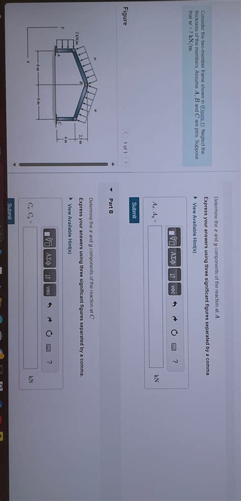 Consider The Two Member Frame Shown In Figure 1 Chegg
