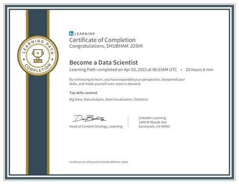 Data Science Certificate Of Completion