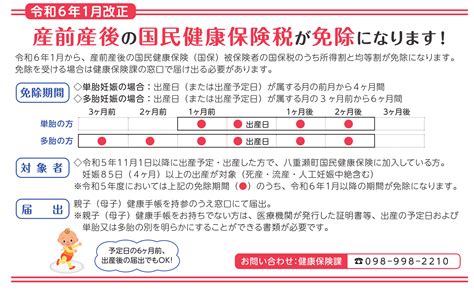 産前産後期間相当分の国民健康保険税を軽減します 八重瀬町