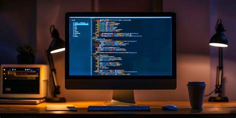 A Computer Monitor Displays A Large Amount Of Code On A Dark Background Premium Ai Generated Image