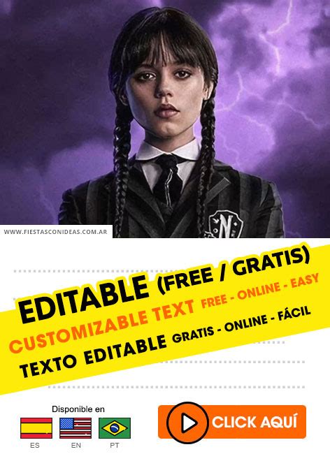 25 INVITACIONES De MERLINA Gratis Para Editar Imprimir O Enviar Por