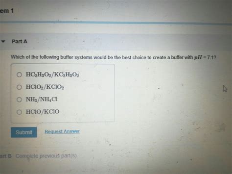 Solved Em 1 Part A Which Of The Following Buffer Systems