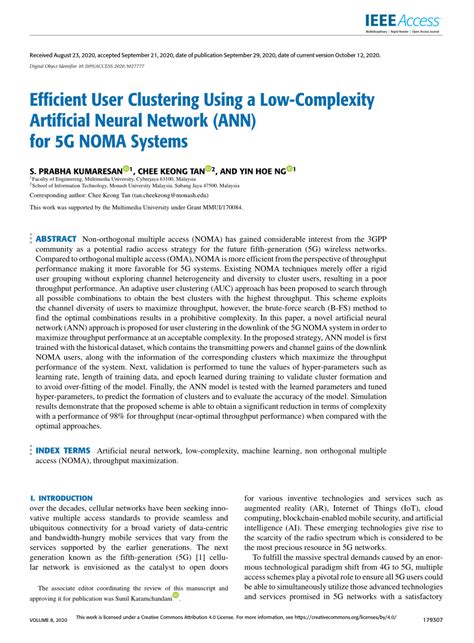 Pdf Efficient User Clustering Using A Low Complexity Artificial Neural Network Ann For 5g