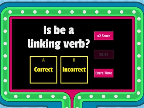 Action And Linking Verbs Gameshow Quiz