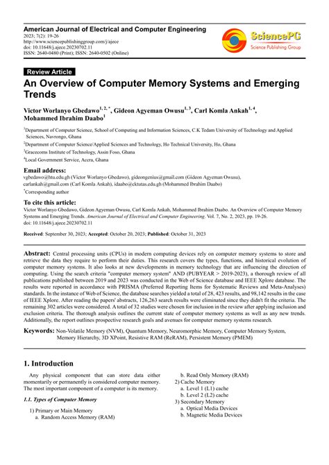 Pdf An Overview Of Computer Memory Systems And Emerging Trends