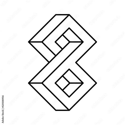 Impossible Shape Line Icon 3d Number 8 Infinite Symbol Abstract