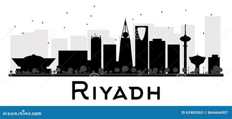 Riyadh City Skyline Black And White Silhouette Stock Vector