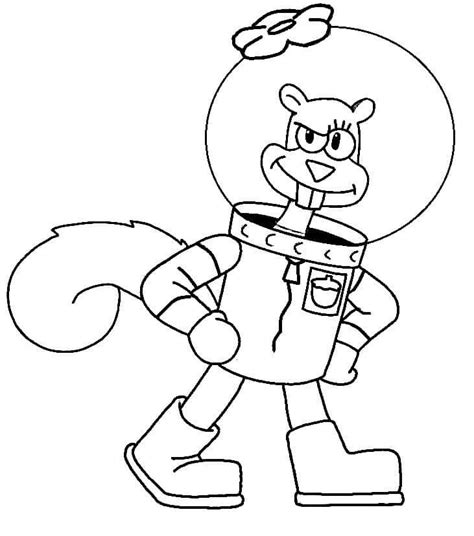 Sandy Cheeks Suspicious Look Coloring Page Download Print Or Color Online For Free