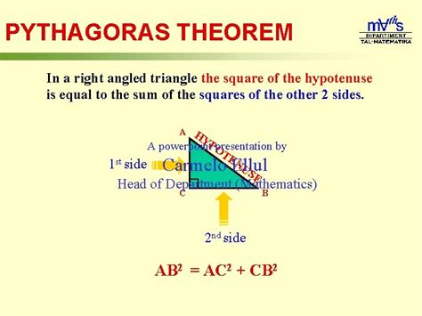 Pythagoras Theorem In A Right Angled Triangle The