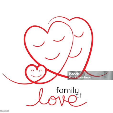 Ilustración De Familia De Ilustración Vectorial De Amor Madre Padre Y