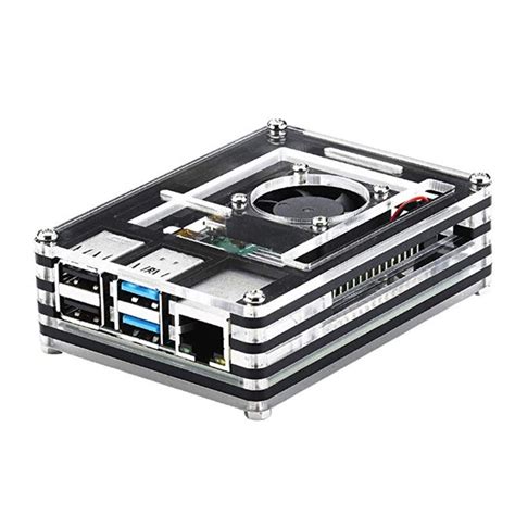acrylic case for raspberry pi 4 model b raspberry pi case with cooling fan black and clear