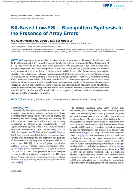 Pdf Ba Based Low Psll Beampattern Synthesis In The Presence Of Array Errors