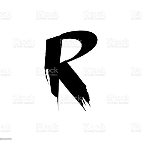 R Handwritten 드라이 브러쉬에 의해 편지 거친 스트로크 글꼴입니다 벡터 일러스트입니다 그런 지 스타일 우아한 알파벳 0명에 대한 스톡 벡터 아트 및 기타 이미지