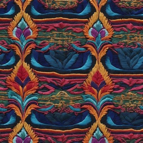 Premium Ai Image Embroidered Abstract Design Fabric Seamless Pattern