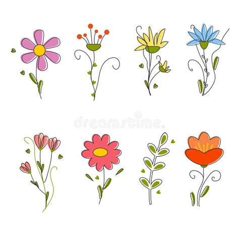 Fondo Floral De Primavera Con Trazo Juego De Flores Se Acerca La